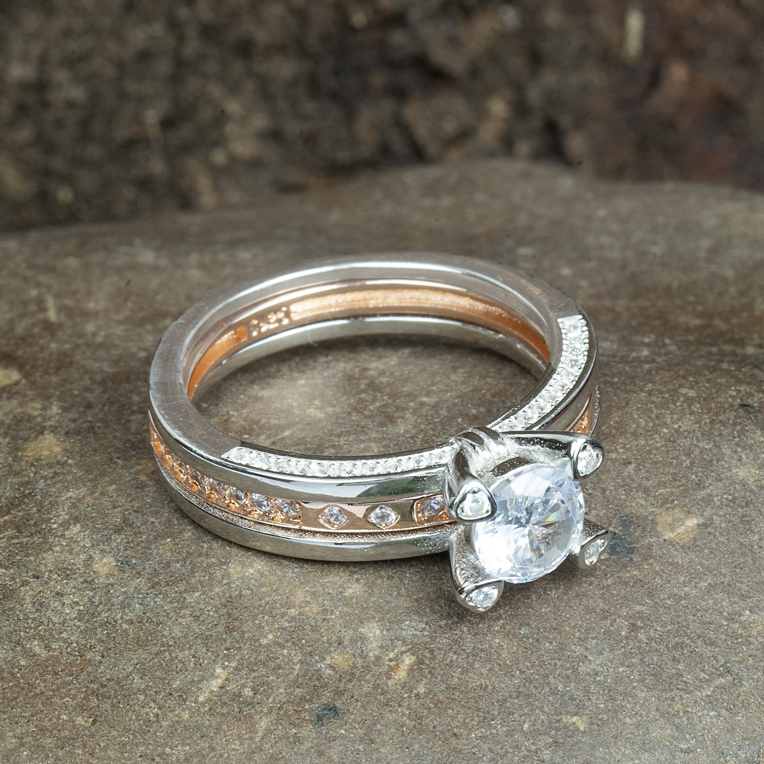 Sterling Silver 2-in-1 Solitaire Ring